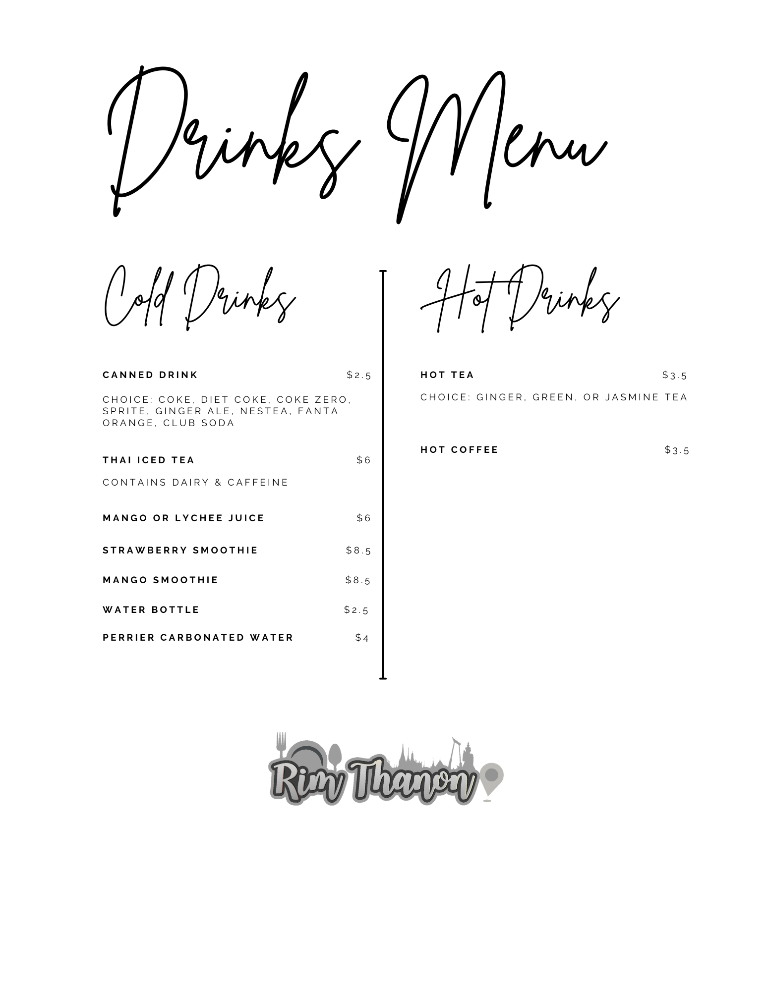Menu - Rim Thanon Thai Kitchen