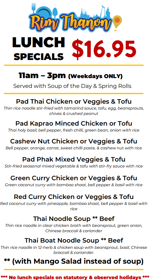 Menu - Rim Thanon Thai Kitchen