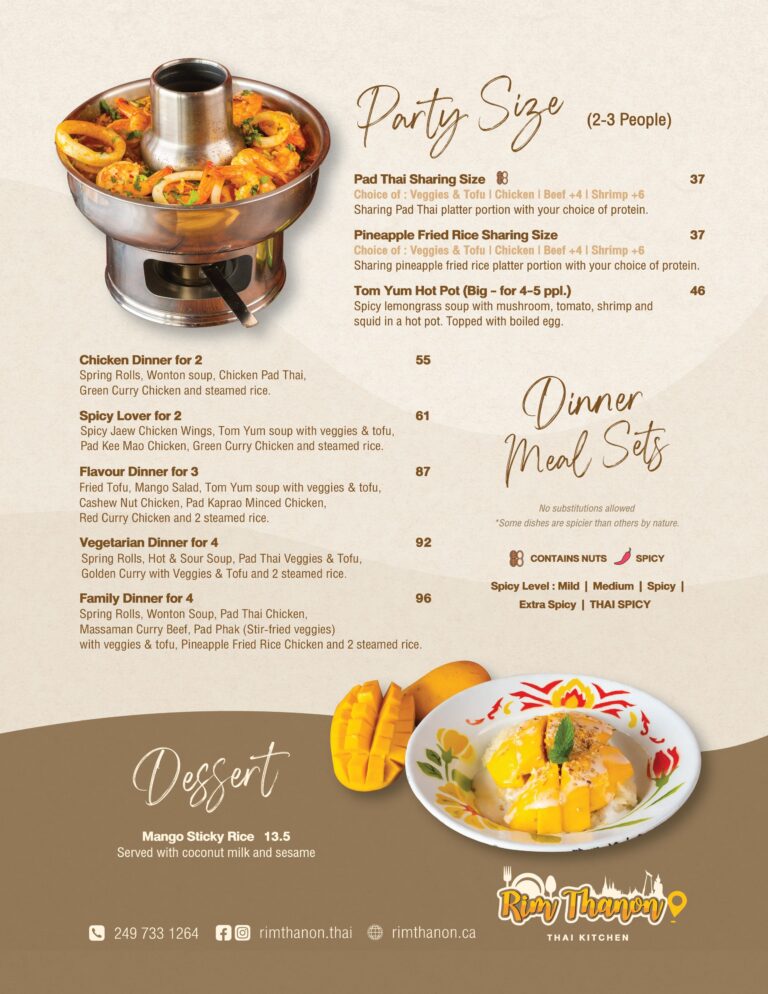 Menu - Rim Thanon Thai Kitchen